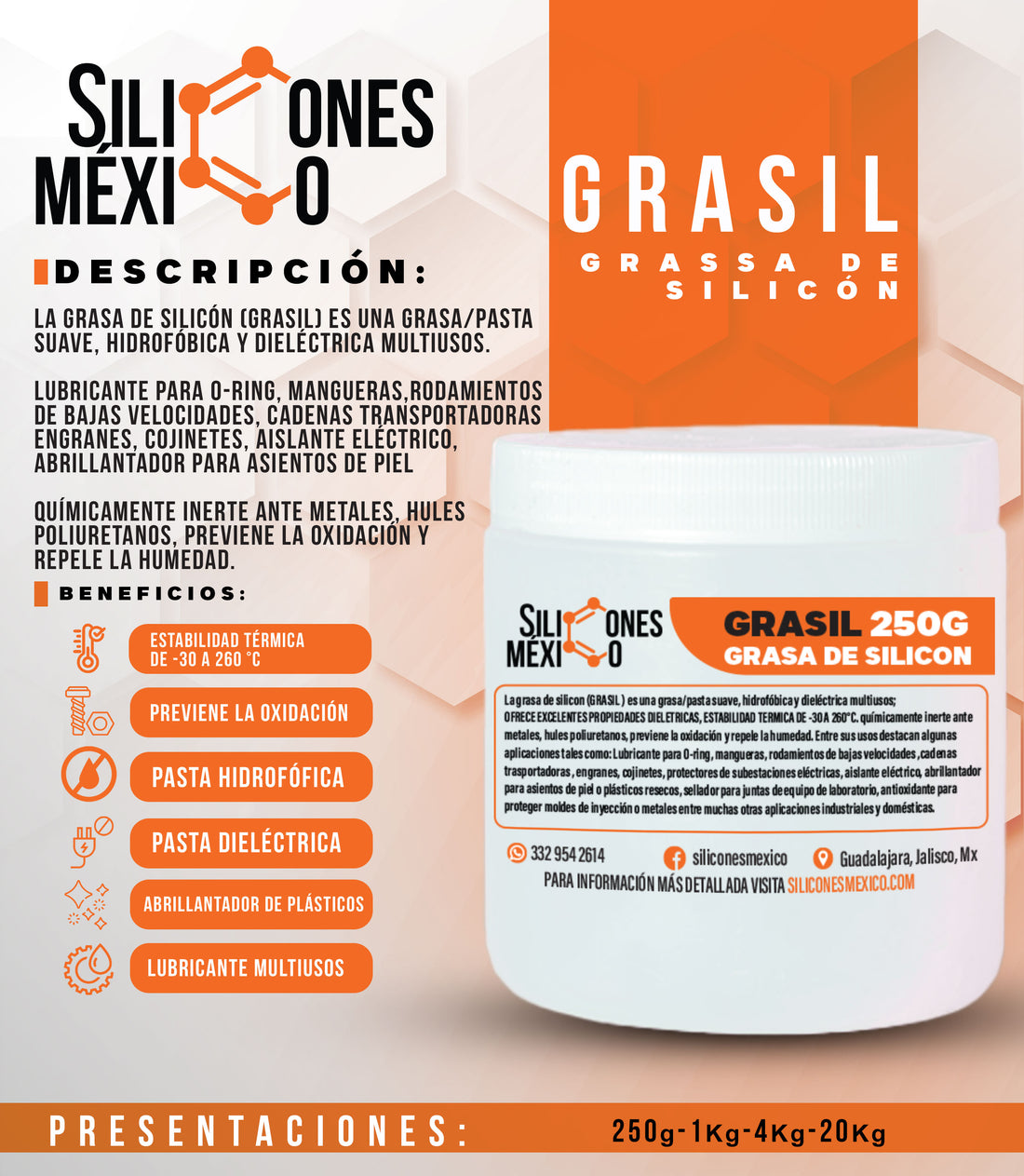 Grasil (Grasa de Silicón) 18 Kg - Siliconesmexico